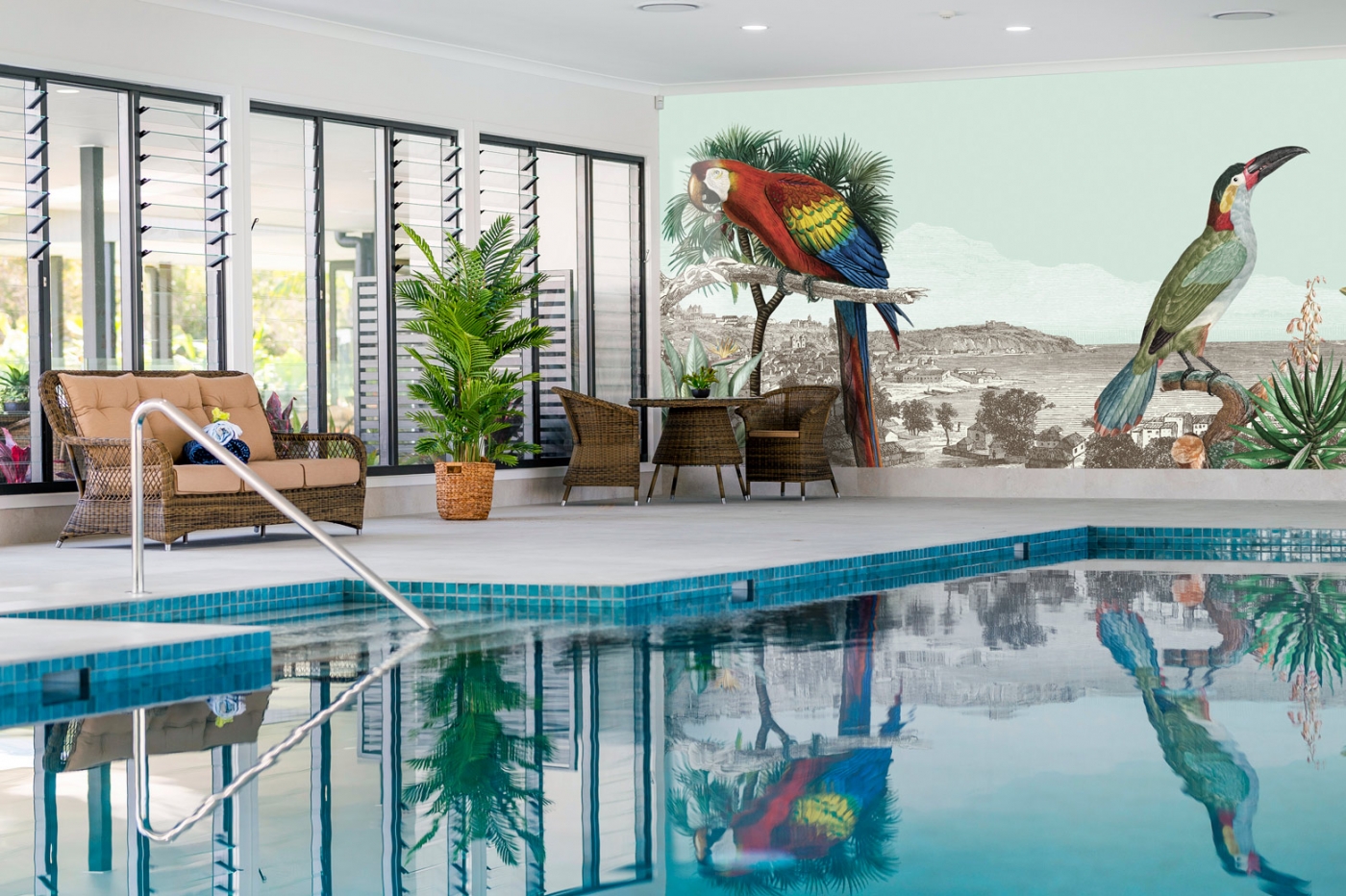 Indoor Pool Mural - Palm Lake Resort Caloundra Cay - Sin Design + Branding